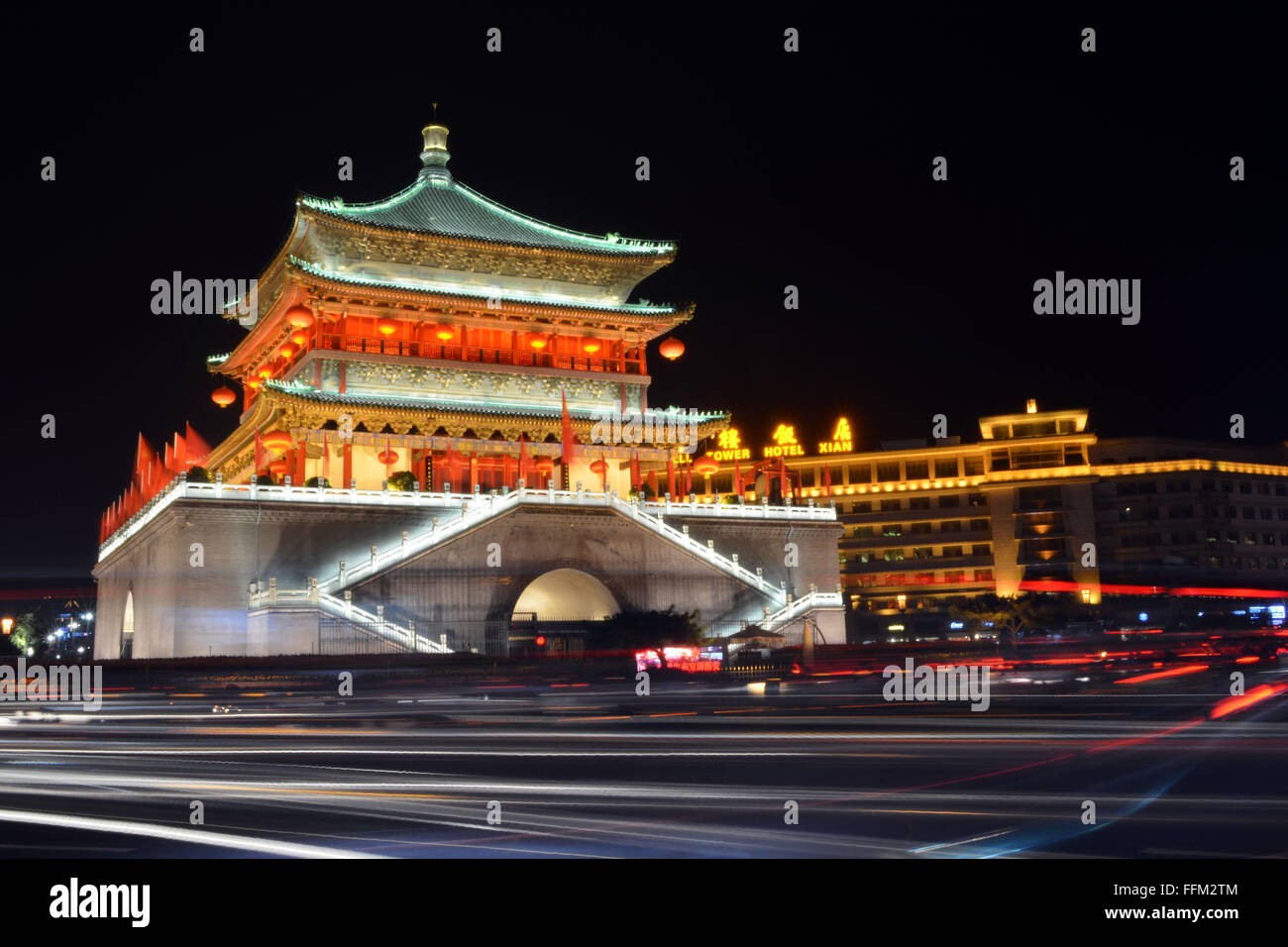 light trails in Xi'an Stock Photo - Alamy