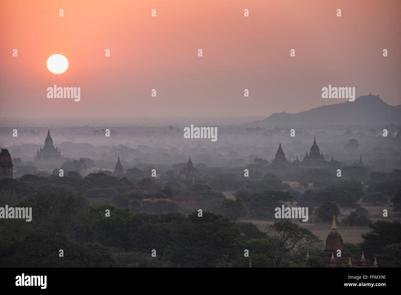 Sunset over the temples of Bagan, Myanmar Stock Photo - Alamy