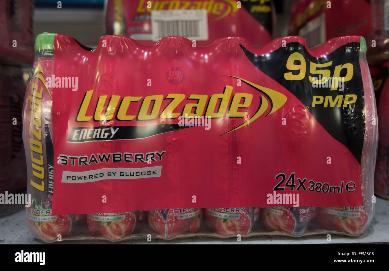 Lucozade energy drinks for sale in a warehouse Stock Photo - Alamy