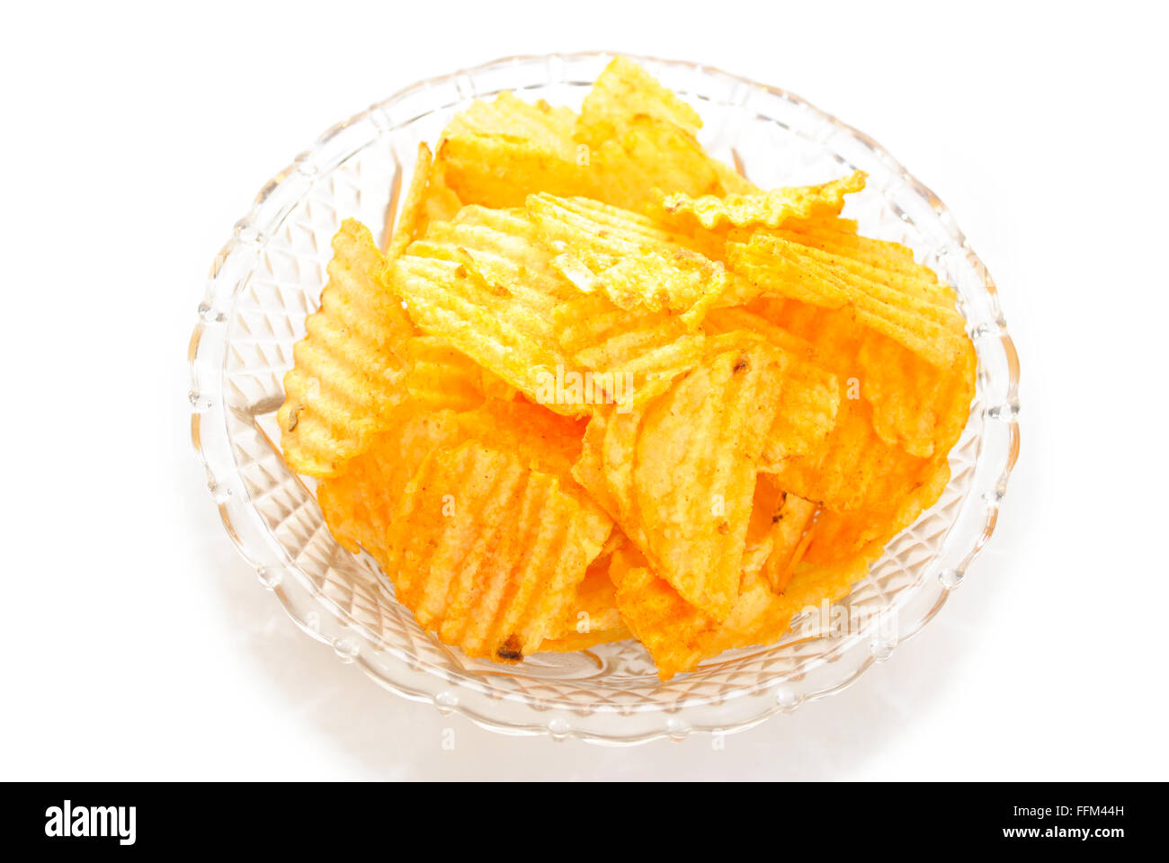 Spicy Potato Chips in a Fancy Bowl Stock Photo - Alamy