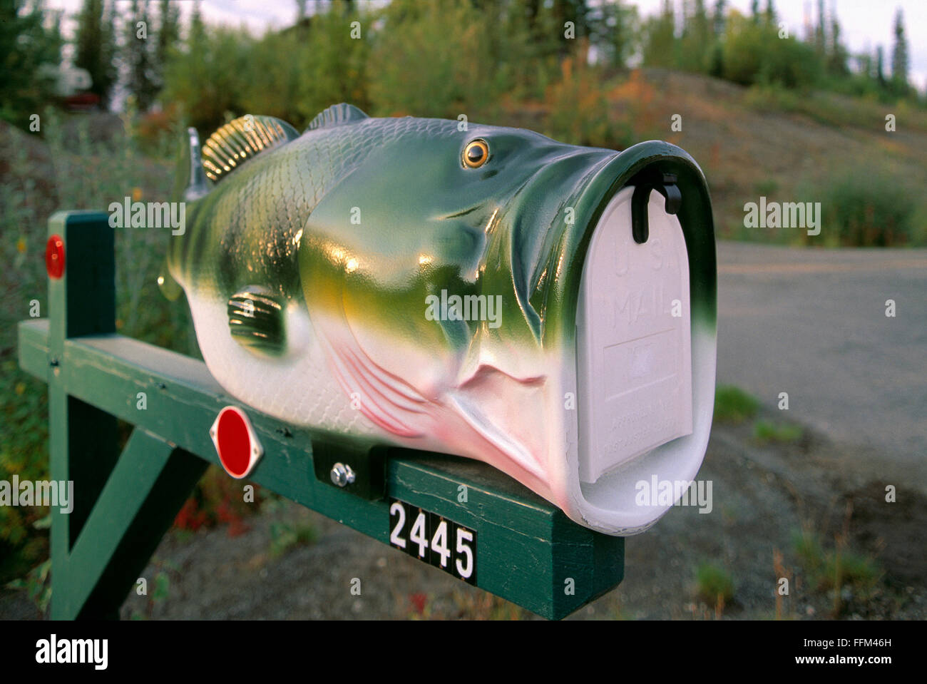 Unusual Whimsical Artistic Folk Art Fish Mailbox Stock Photo - Alamy