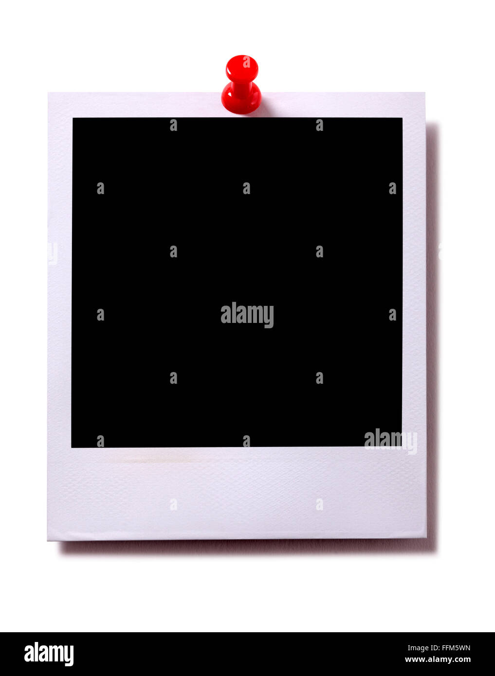 Blank polaroid style instant camera photo print with red pushpin ...