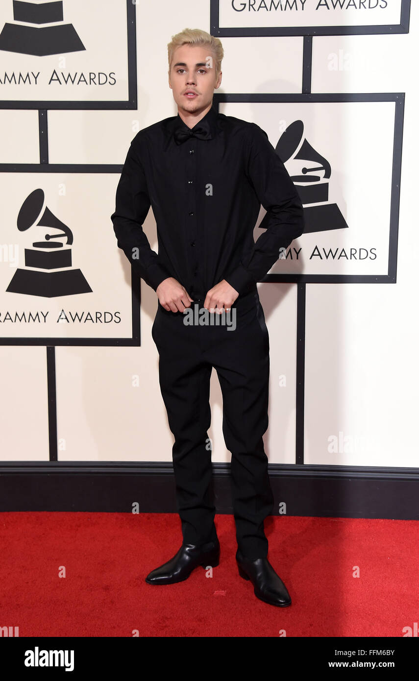Los Angeles, California, USA. 15th Feb, 2016. Justin Bieber arrives for ...