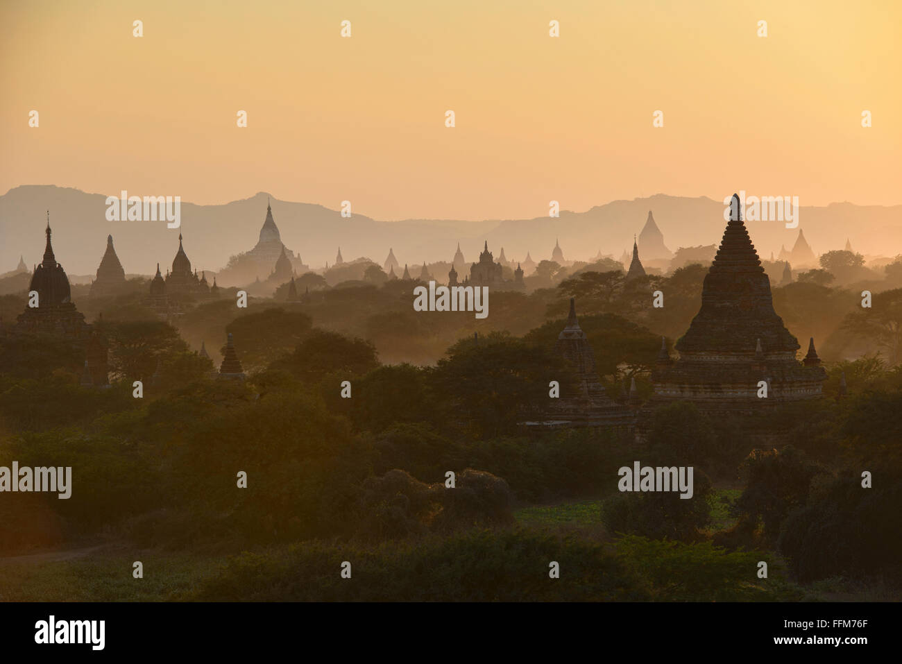Sunset over the temples of Bagan, Myanmar Stock Photo - Alamy