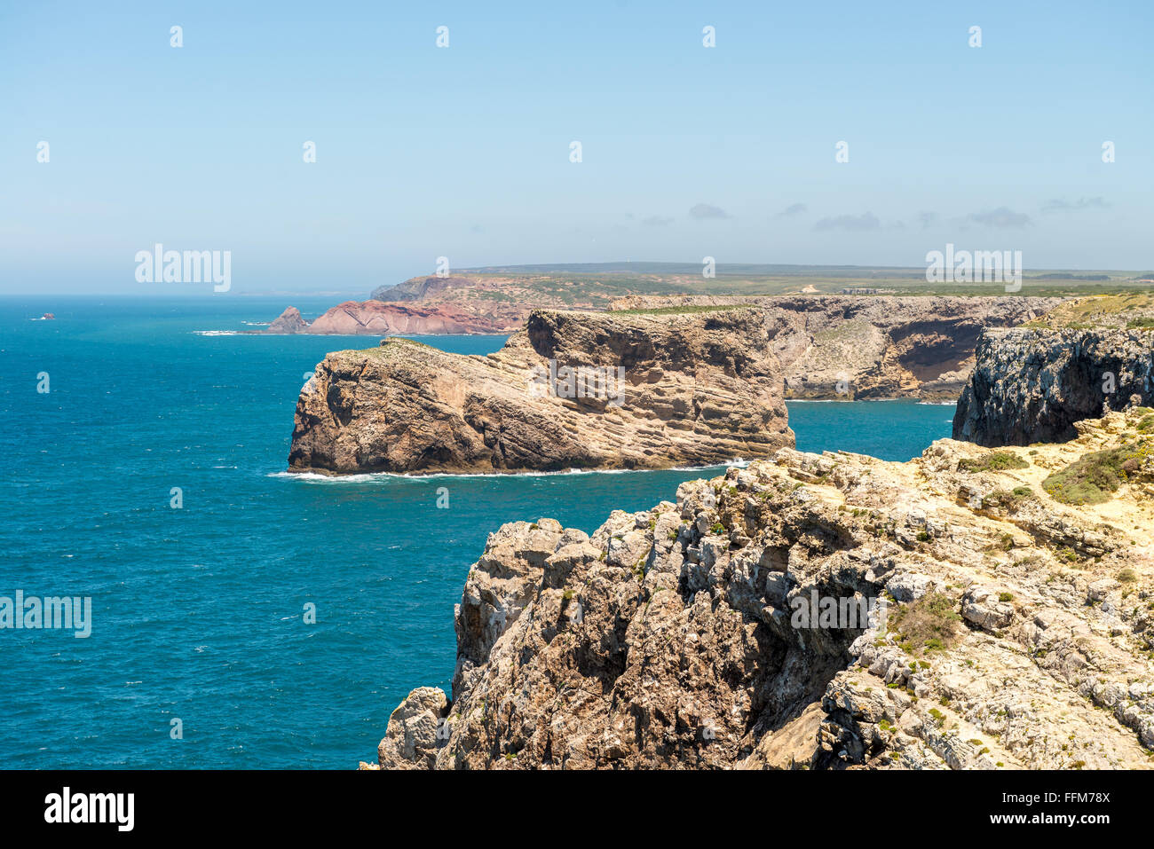 Saint Vincent cape, view of the atlantic ocean coast near the city of ...