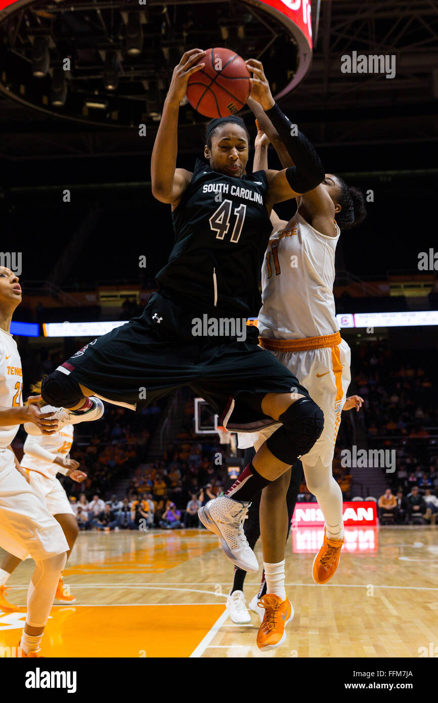 Knoxville, USA. 15th February, 2016. Alaina Coates #41 of the South ...