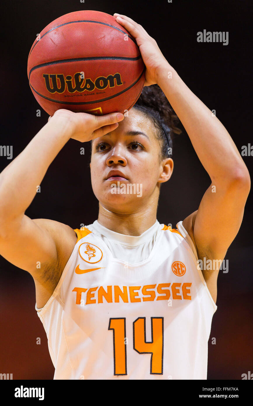 Knoxville, USA. 15th February, 2016. Andraya Carter #14 of the ...