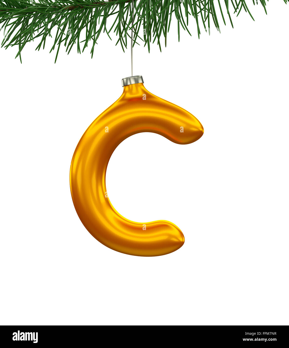 Christmas Tree Font: C letter isolated on white Stock Photo - Alamy
