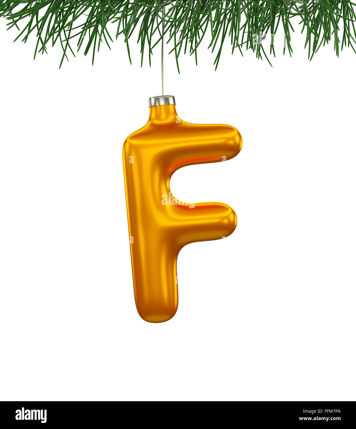 Christmas Tree Font: F letter isolated on white Stock Photo - Alamy