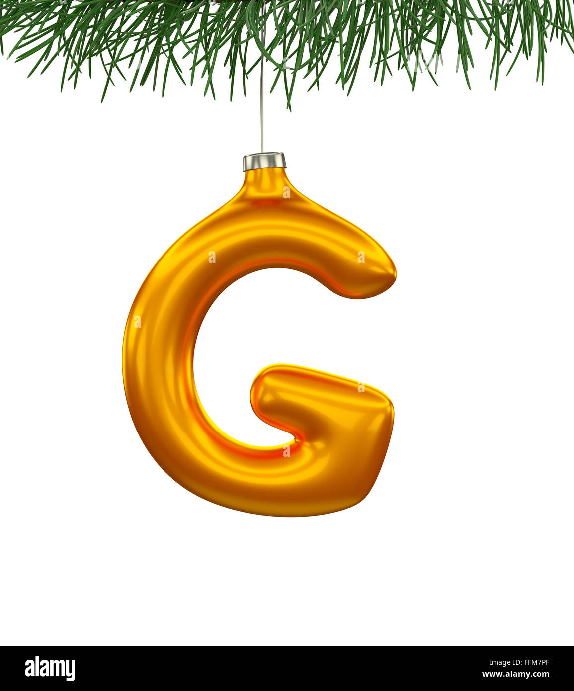 Christmas Tree Font: G letter isolated on white Stock Photo - Alamy