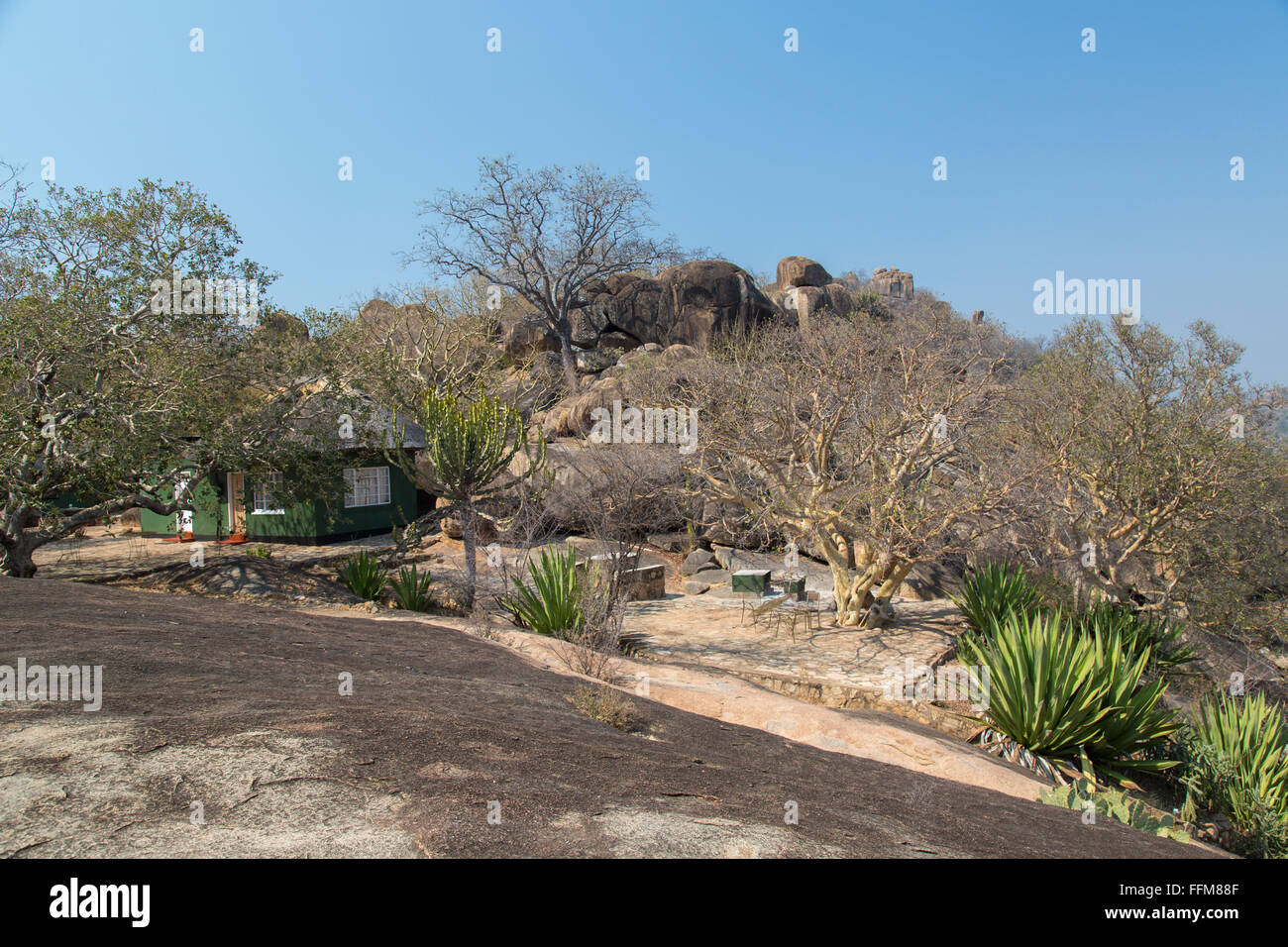One of the tourist chalets in the Matopos National Park main camp ...
