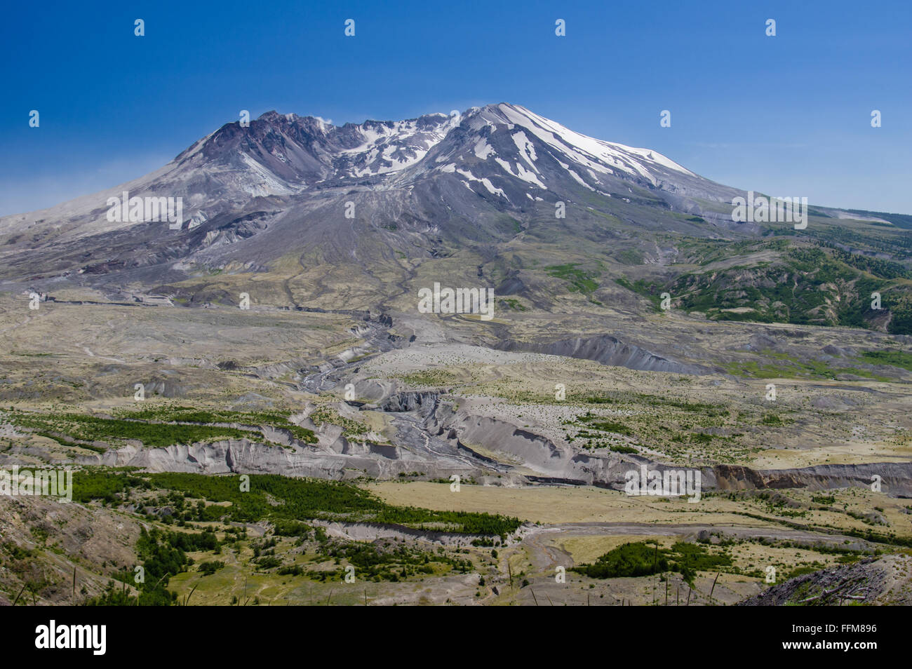 View of Mount St Helens showing the remains of the mountain after the ...