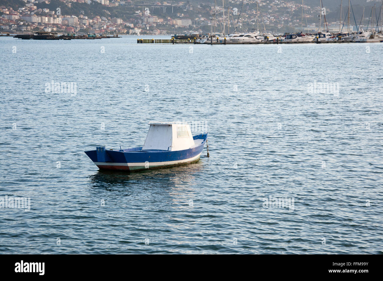 Fishing boat in Ria of Vigo, Galicia, Spain Stock Photo - Alamy