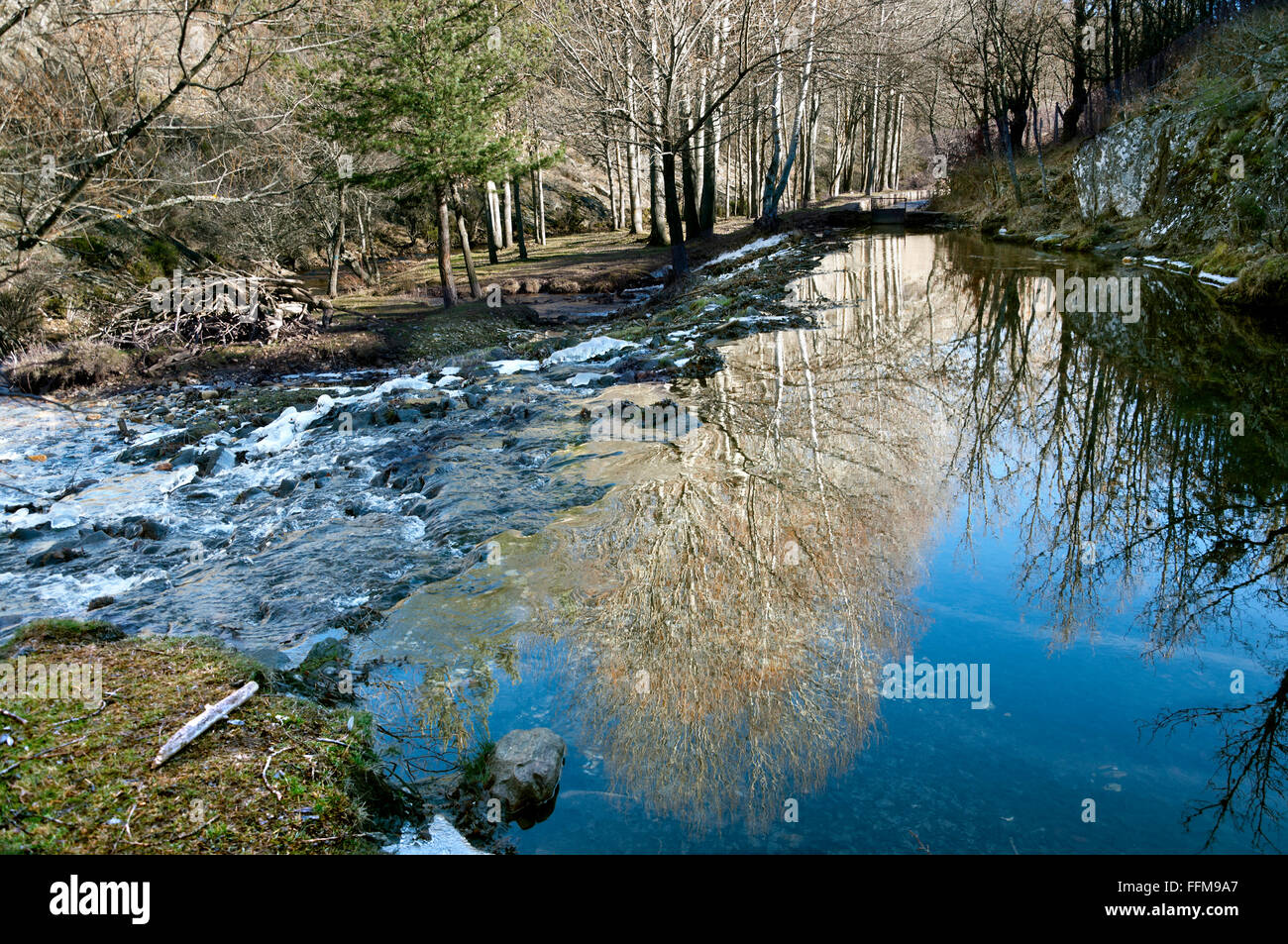 Reflections over the river. Picture taken in Jarama River, La Hiruela ...