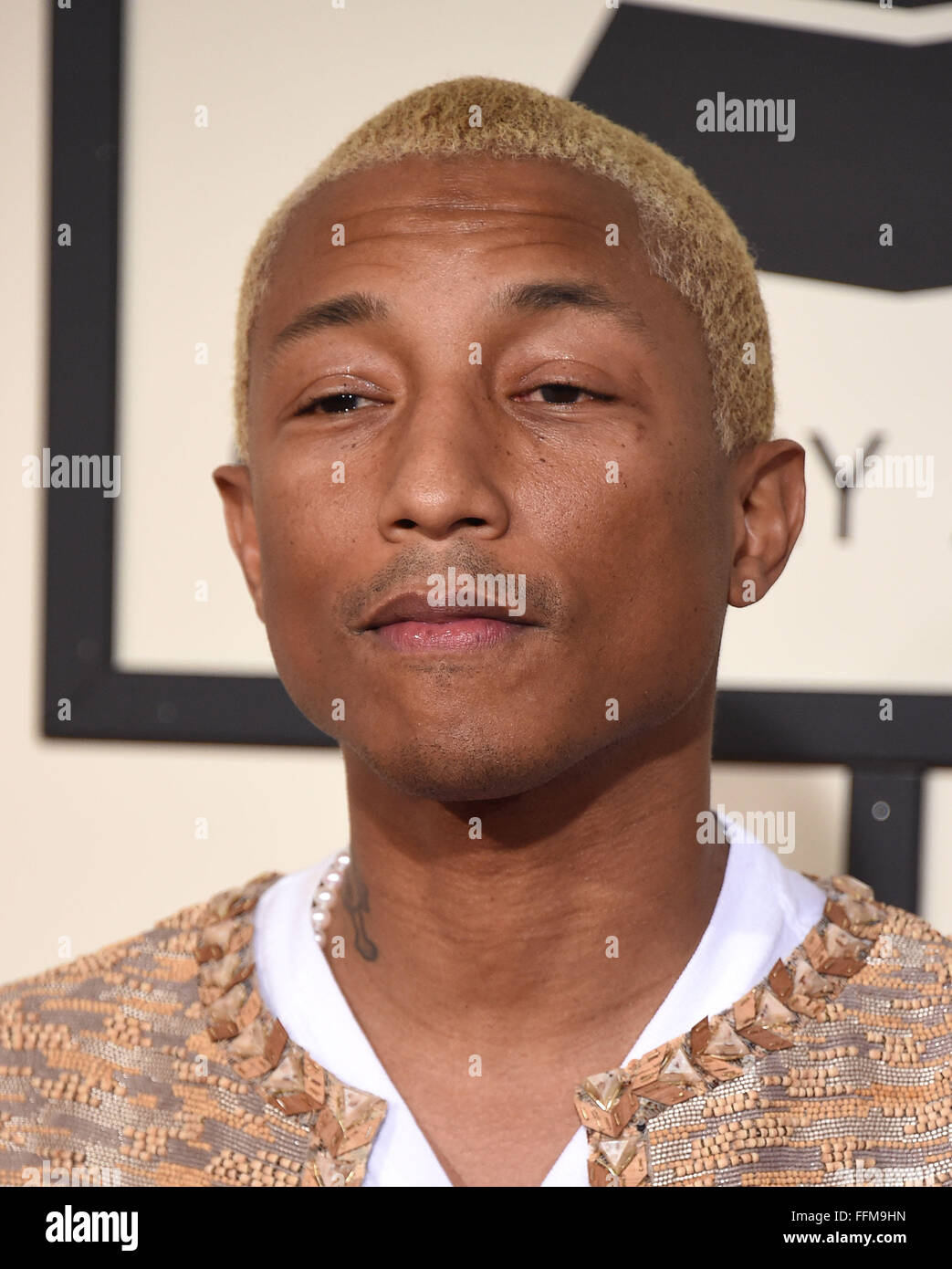 Los Angeles, California, USA. 15th Feb, 2016. Pharrell Williams arrives ...