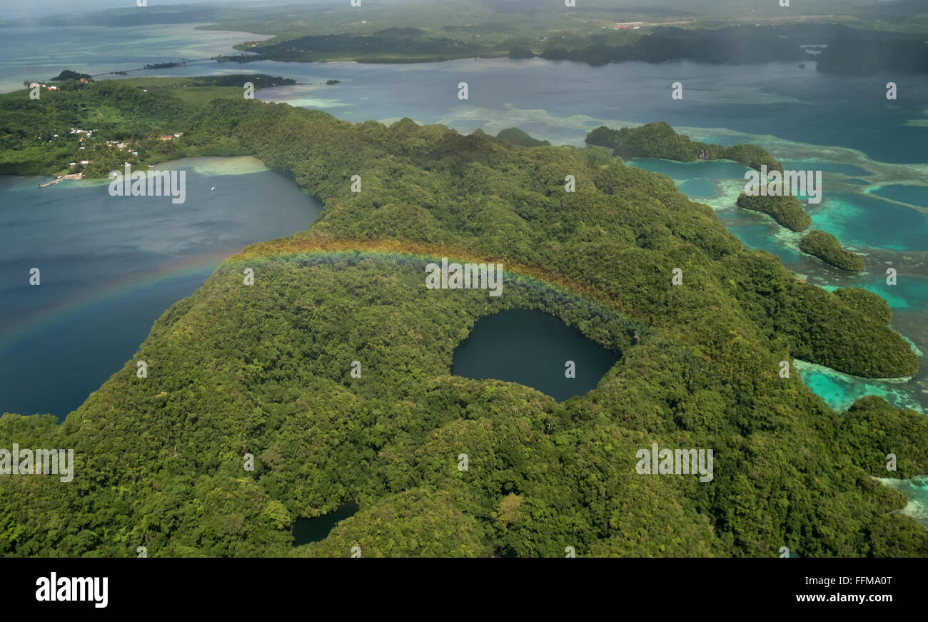 Aerial view of Palau, Micronesia, Oceania, Pacific Ocean from sky on ...