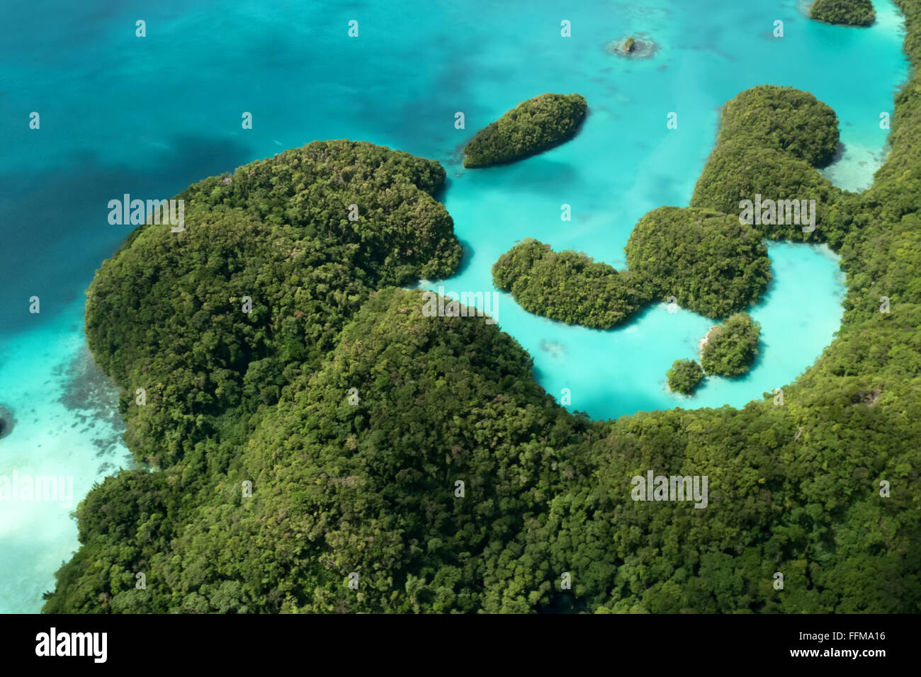 Aerial view of Palau, Micronesia, Oceania, Pacific Ocean from sky on ...