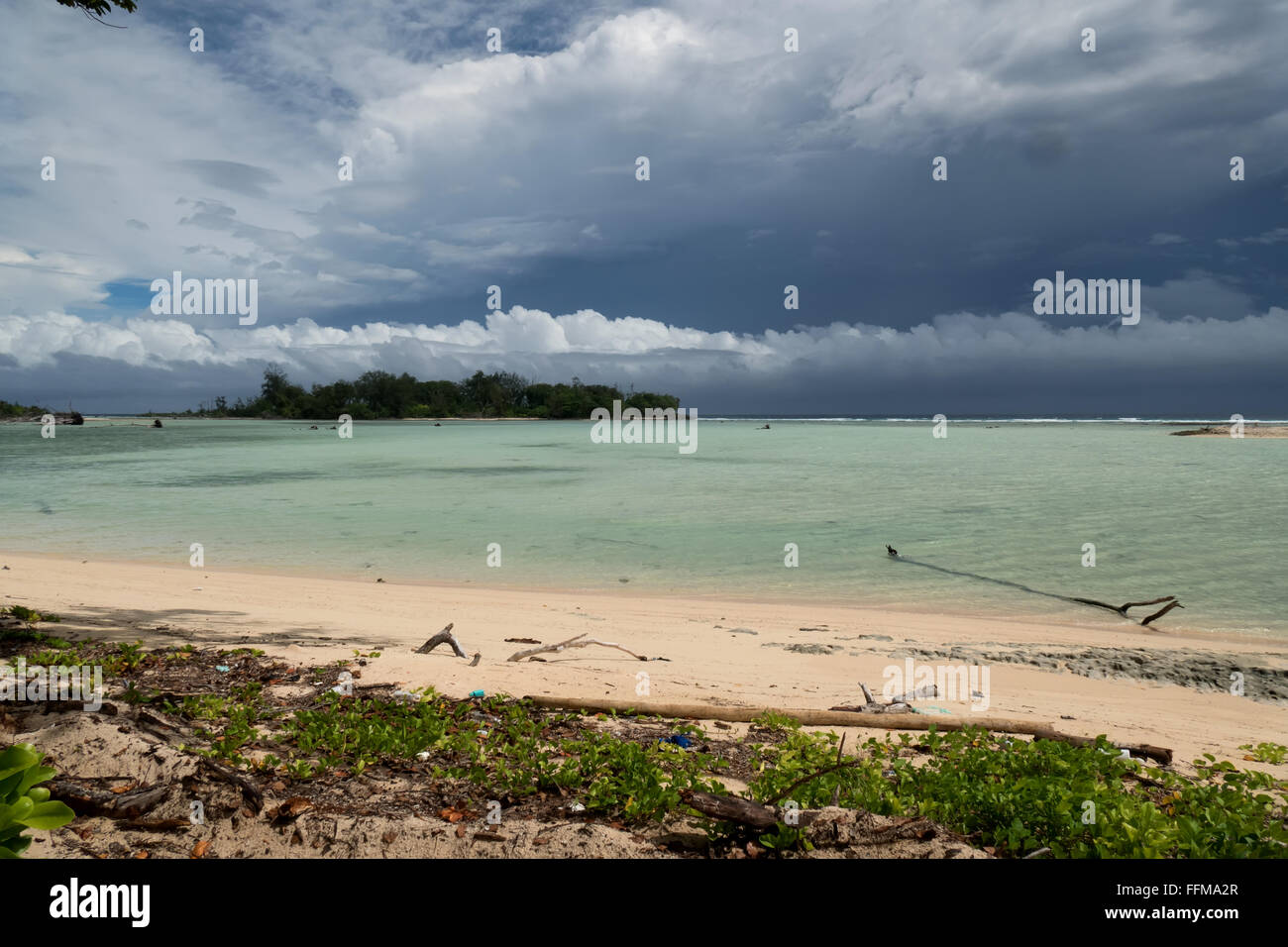 Palau, Micronesia, Pacific Ocean. White sand beach, atoll, lagoon. Sea ...