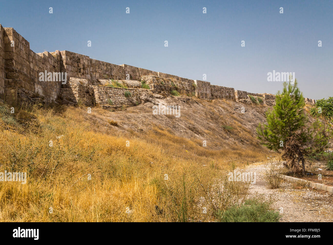 The walls surrounding the Citadel, Amman, Hashemite Kingdom of Jordan ...
