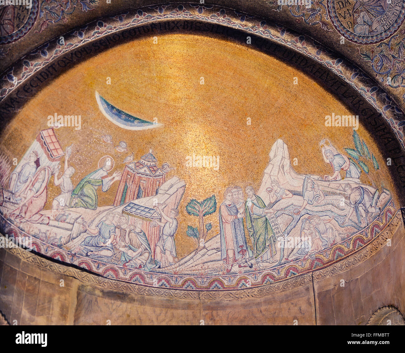 fine arts, religious art, mosaic, biblical scene, train of the children ...