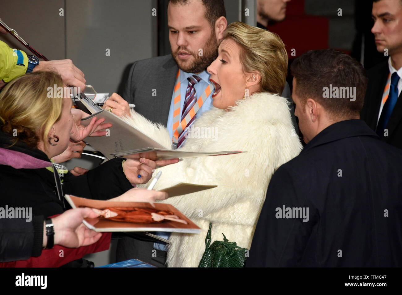 Berlin, Germany. 15th Feb, 2016. Emma Thompson arriving for the 'Alone ...