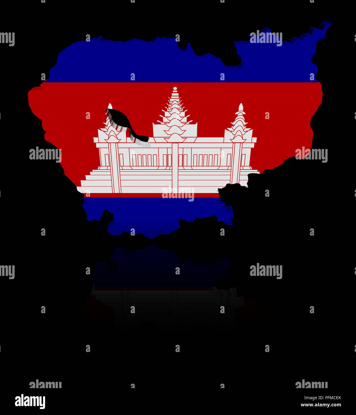 Cambodia map flag with reflection illustration Stock Photo - Alamy