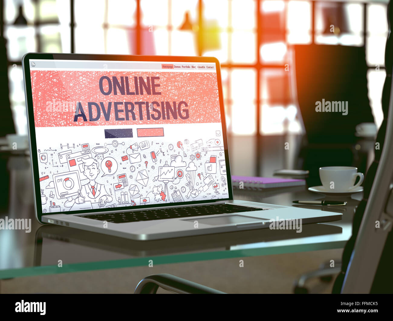 Online Advertising Concept on Laptop Screen Stock Photo - Alamy