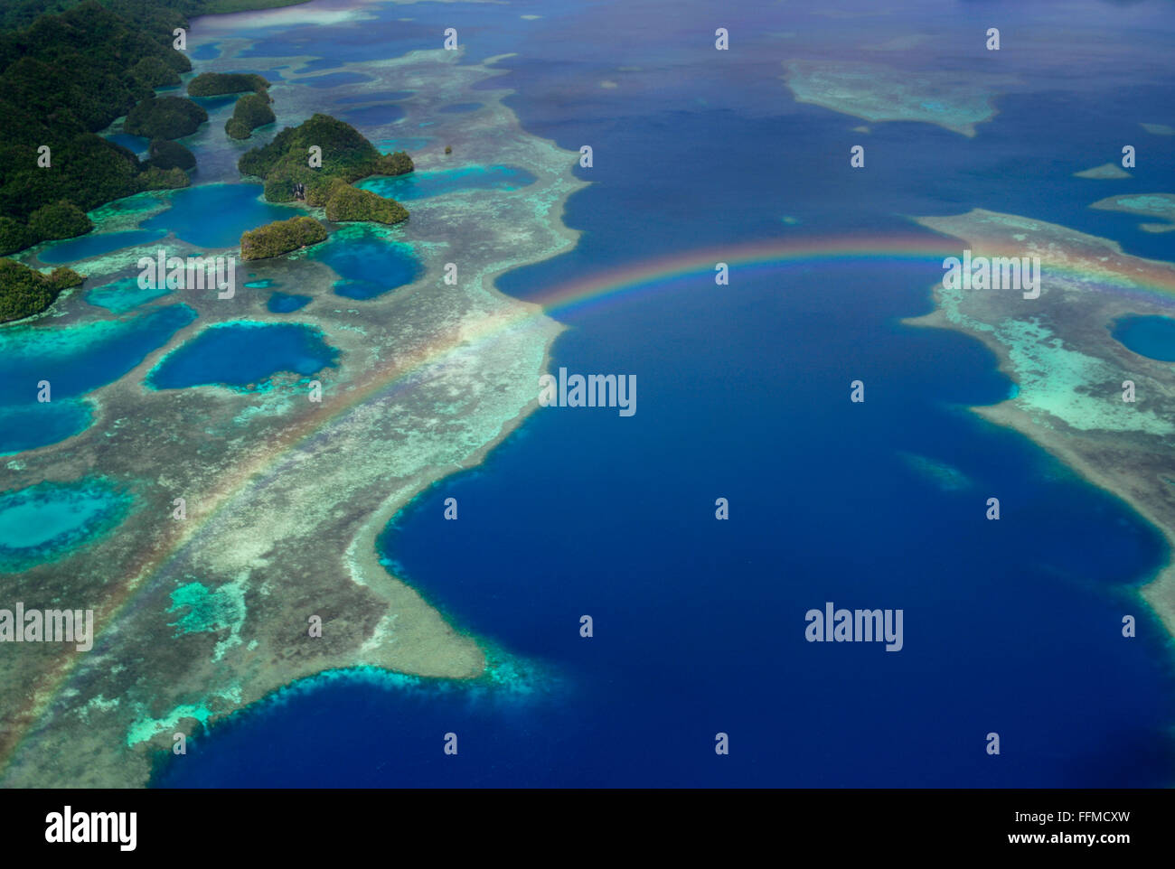 Aerial view of Palau, Micronesia, Oceania, Pacific Ocean from sky on ...