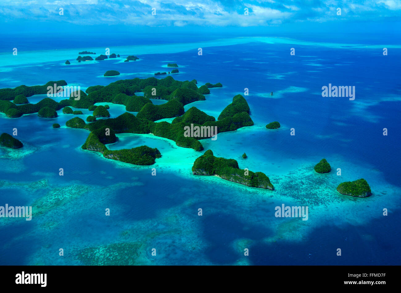 Aerial view of the Rock Islands, Palau, Micronesia, Oceania, Pacific ...