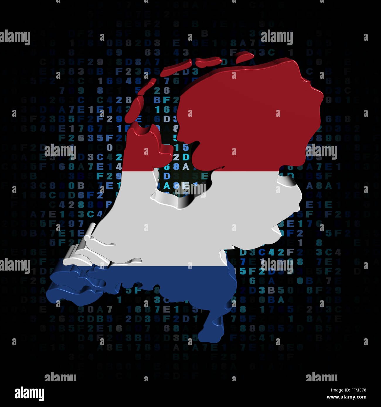 Netherlands map flag on hex code illustration Stock Photo - Alamy