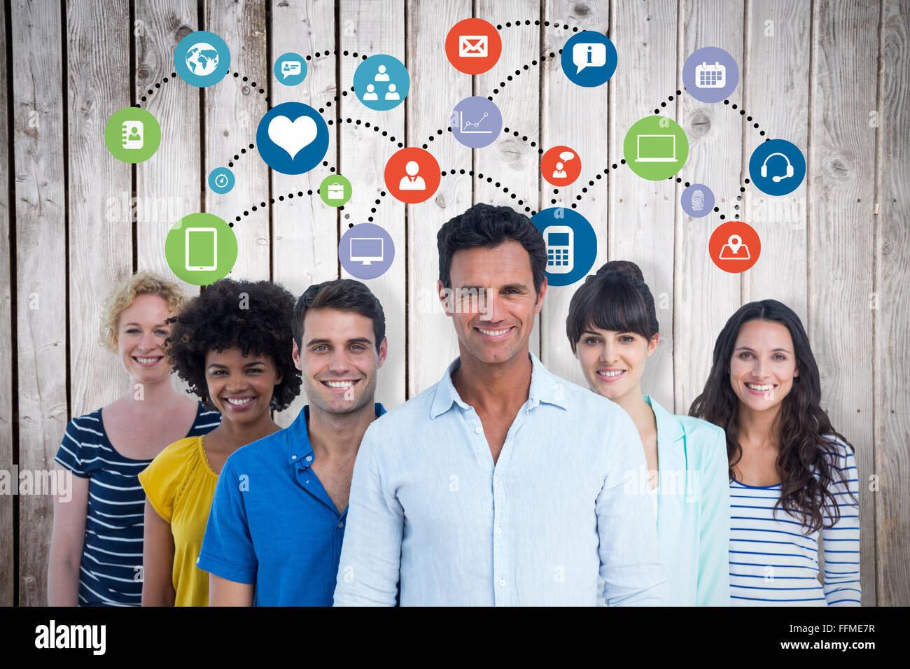 Composite image of portrait of creative team Stock Photo - Alamy