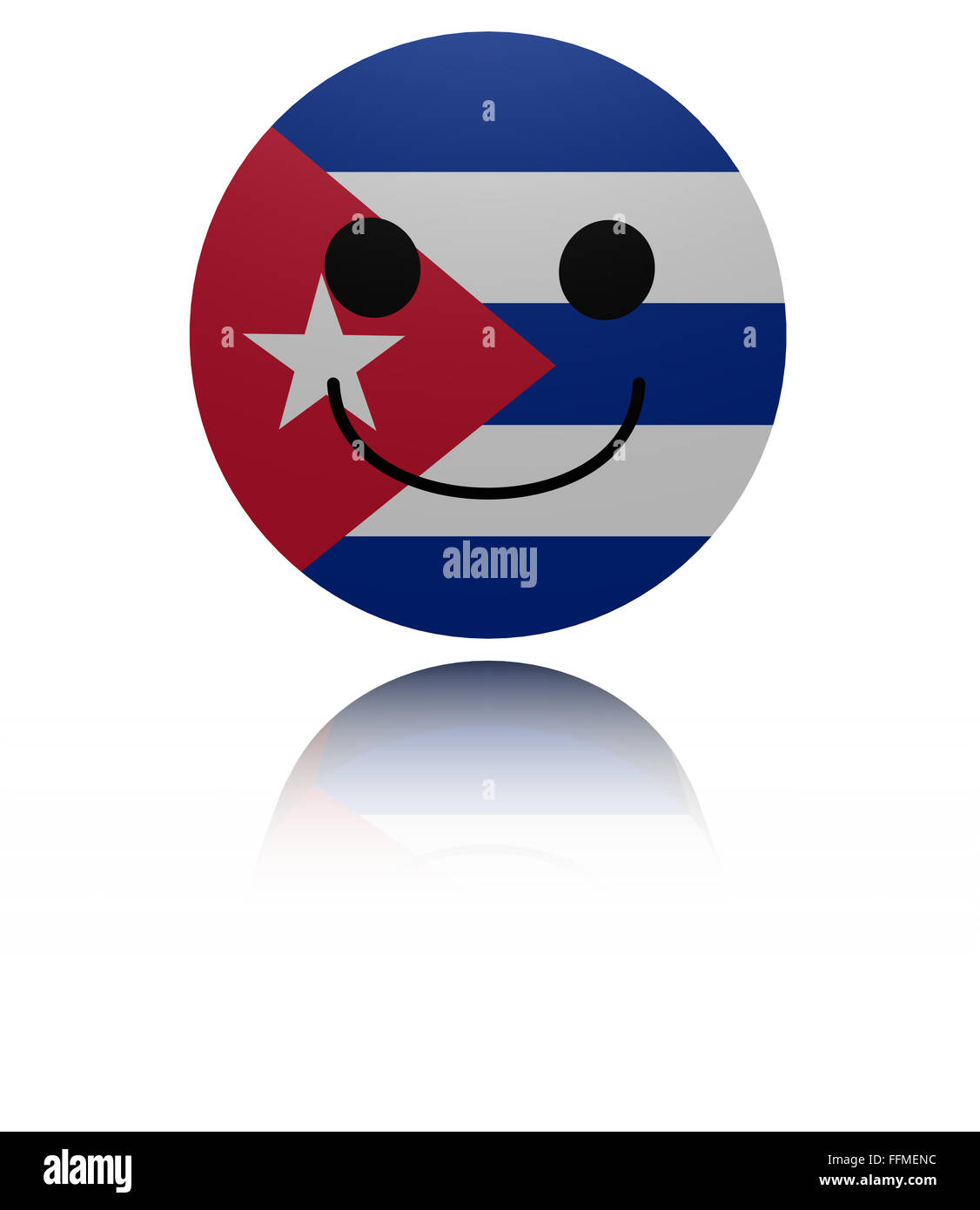 Cuba happy icon with reflection illustration Stock Photo - Alamy