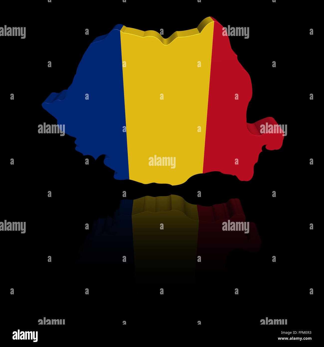 Romania map flag with reflection illustration Stock Photo - Alamy