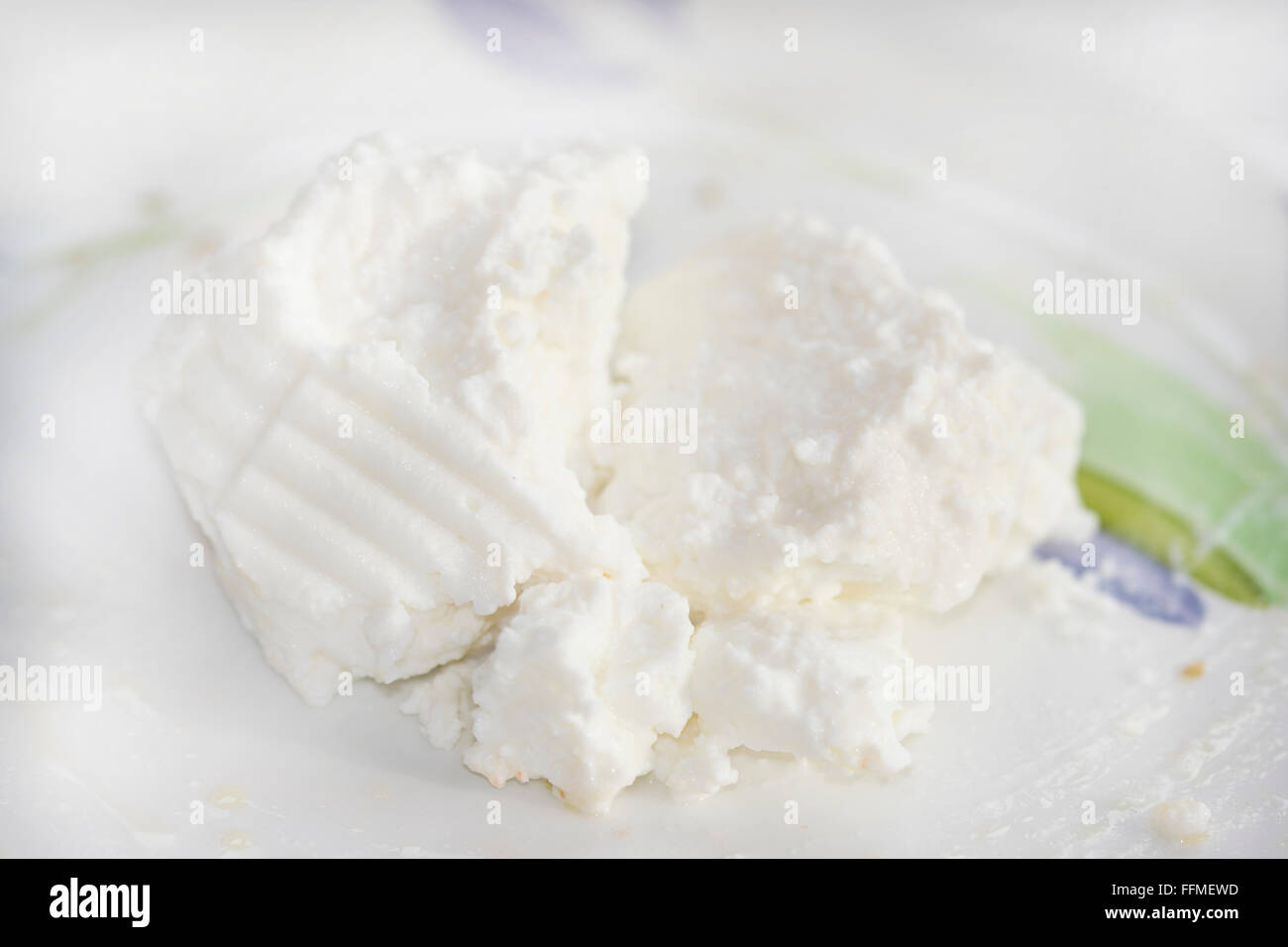 fresh ricotta cheese made with sheep milk Stock Photo - Alamy