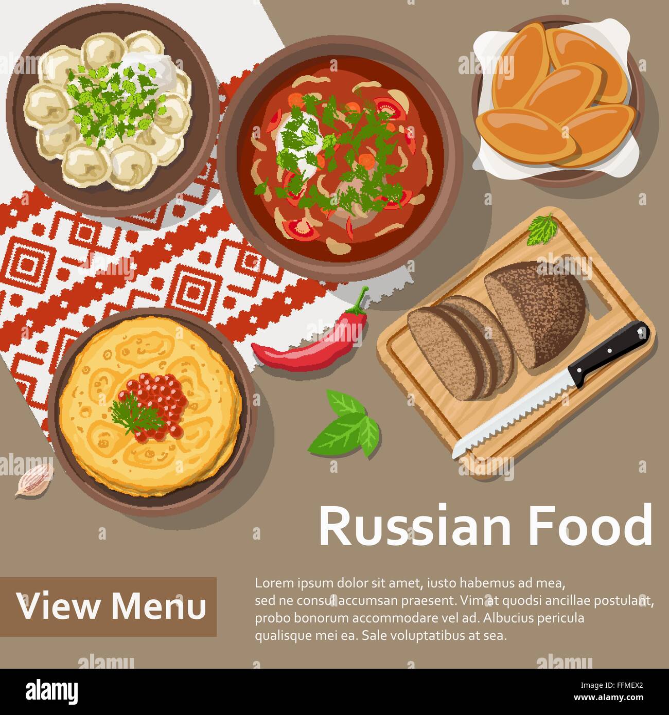 Russia bread meal Stock Vector Images - Alamy