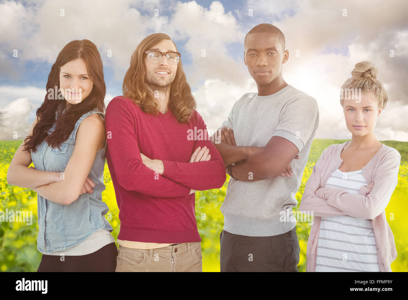 Composite image of portrait of business team with arms crossed Stock ...