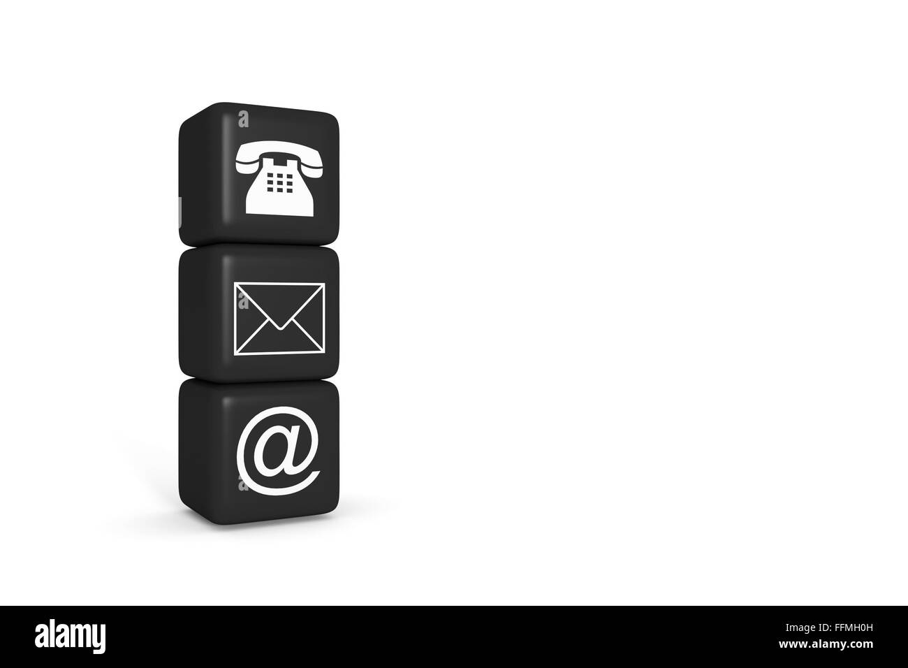 Contact us: black cubes on a white background Stock Photo - Alamy