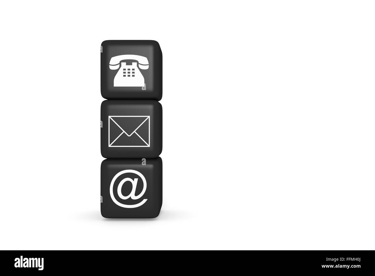 Contact us: black cubes on a white background Stock Photo - Alamy