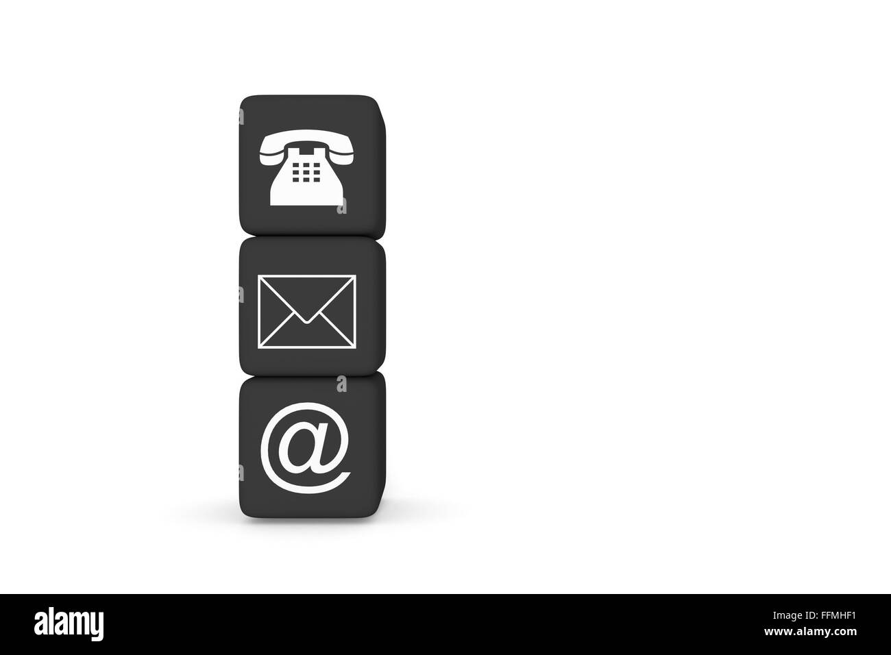 Contact us: black cubes on a white background Stock Photo - Alamy