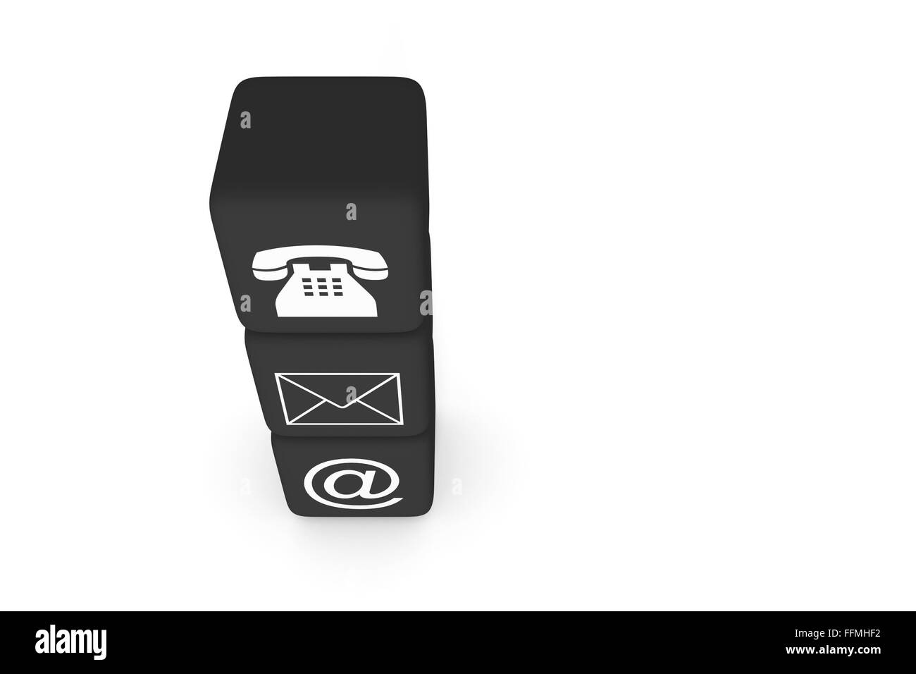 Contact us: black cubes on a white background Stock Photo - Alamy