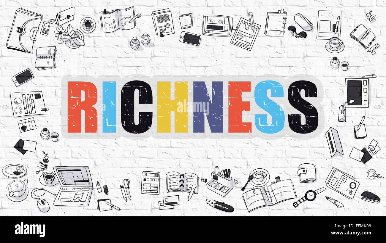 Richness Concept. Multicolor on White Brickwall Stock Photo - Alamy