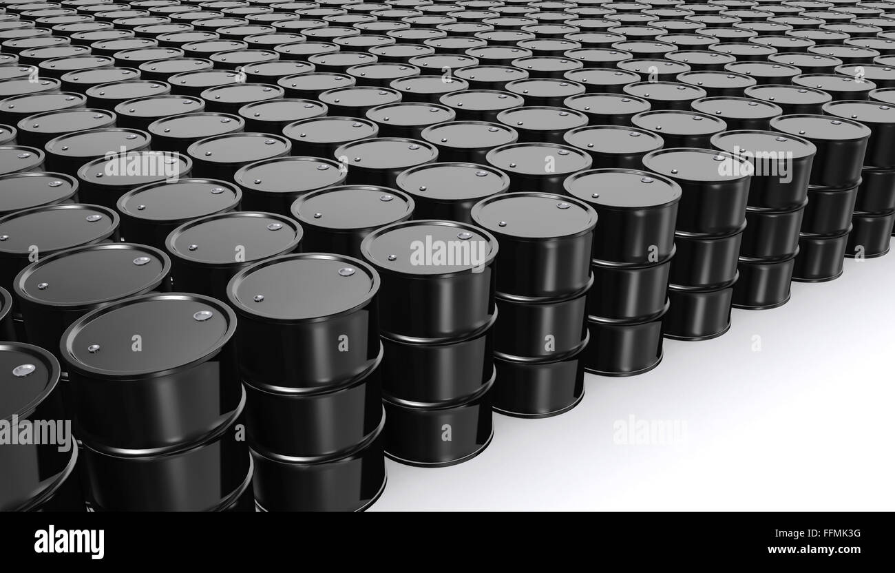 Black Metal Oil Barrels on White Background, Industrial Concept Stock ...