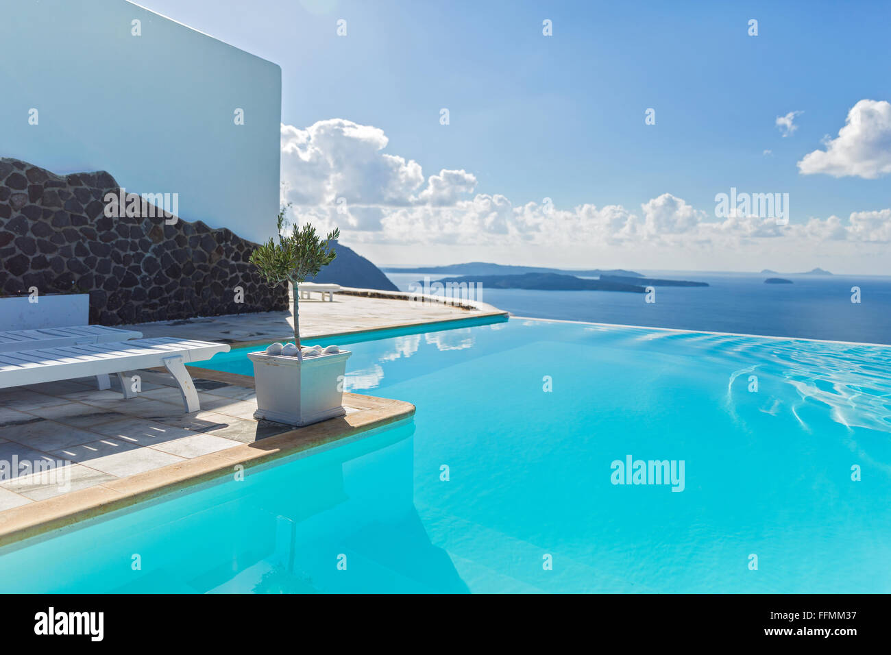 Pool amid a beautiful Maritime landscape, Greece Stock Photo - Alamy