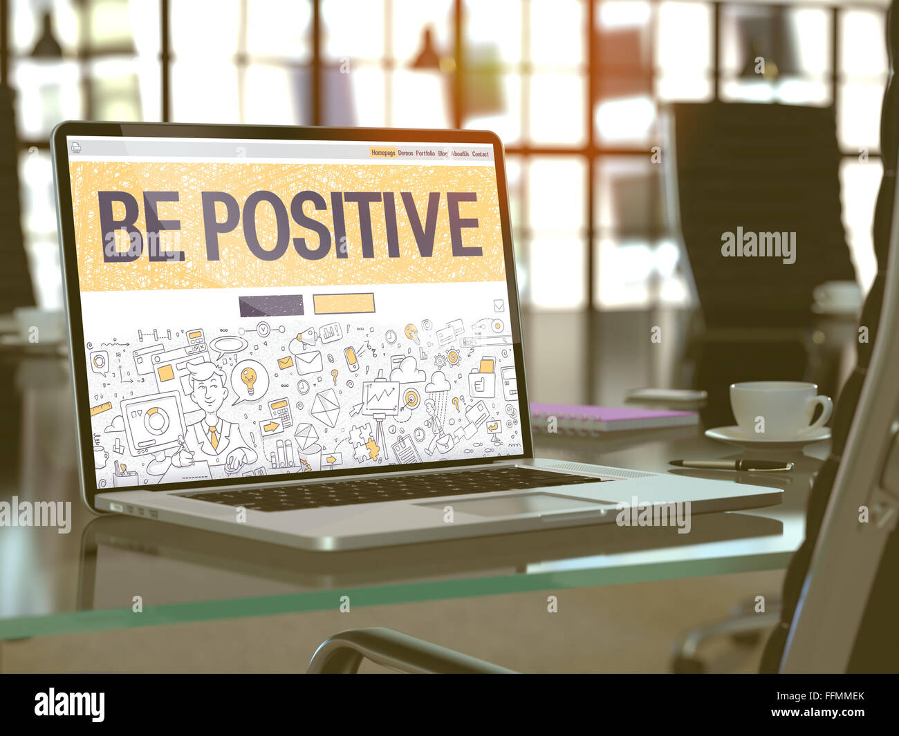Be Positive Concept on Laptop Screen Stock Photo - Alamy