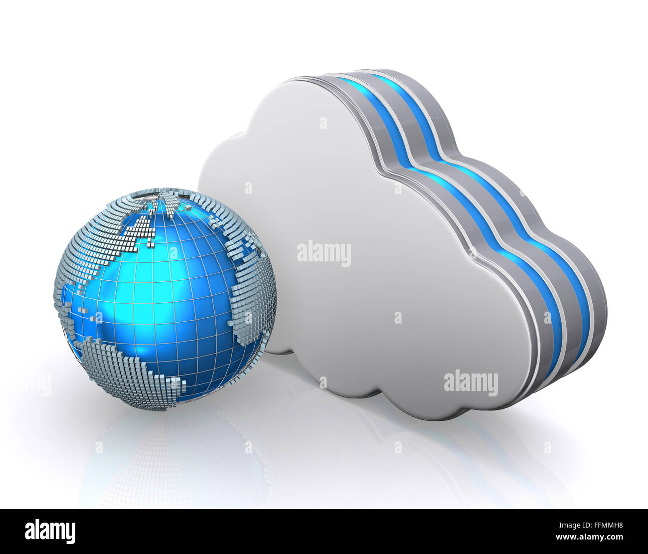 3d cloud icon and Global world, database concept-cloud computing Stock ...