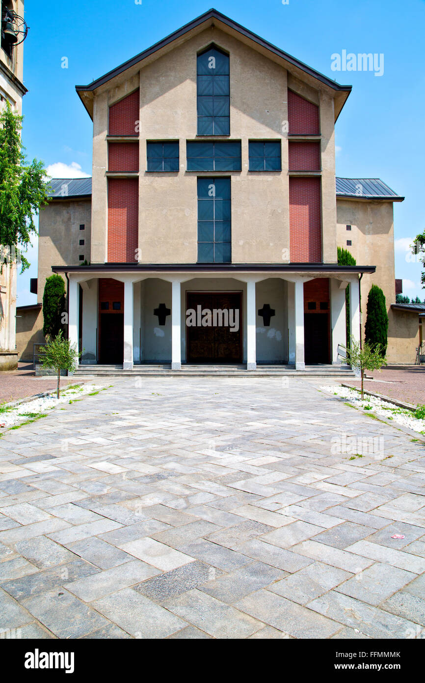 samarate old abstract in italy the wall and church tower bell sunny day ...