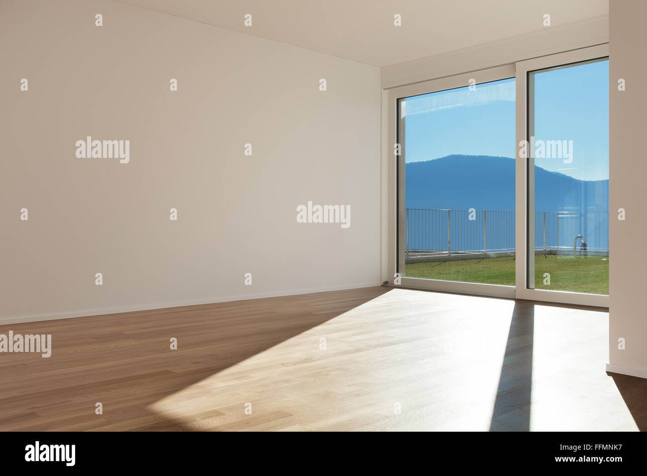 interior of a modern apartment, empty room, hardwood floor Stock Photo ...