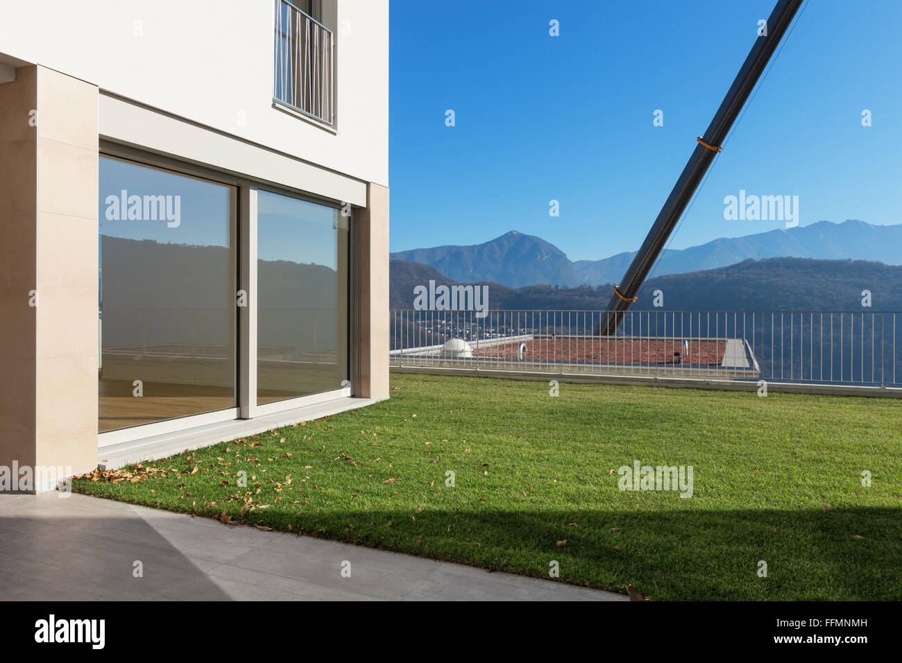 Exterior of a modern building, view from the patio Stock Photo - Alamy