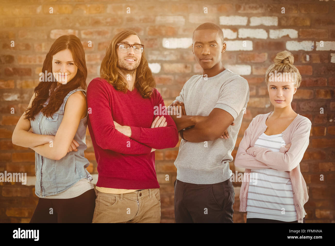 Composite image of portrait of business team with arms crossed Stock ...
