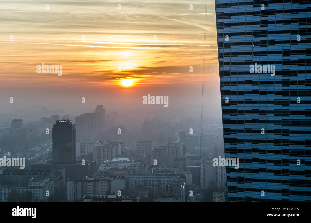 Warsaw sunset aerial hi-res stock photography and images - Alamy